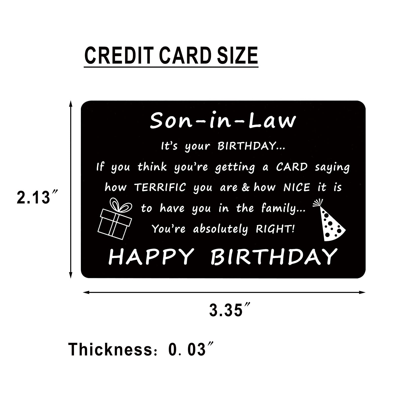 TGCNQ Son-in-law Birthday Gifts Son in law Birthday Card - Engraved Wallet Card, Happy Birthday to Son in law