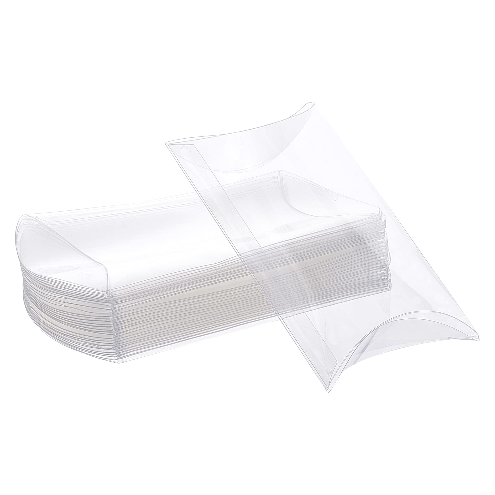 BENECREAT 30 Pack 5.5x3.3x1.2" Clear Plastic Pillow Favor Box PVC Candy Treat Gift Box for Wedding Birthday Party Gift Packing Box