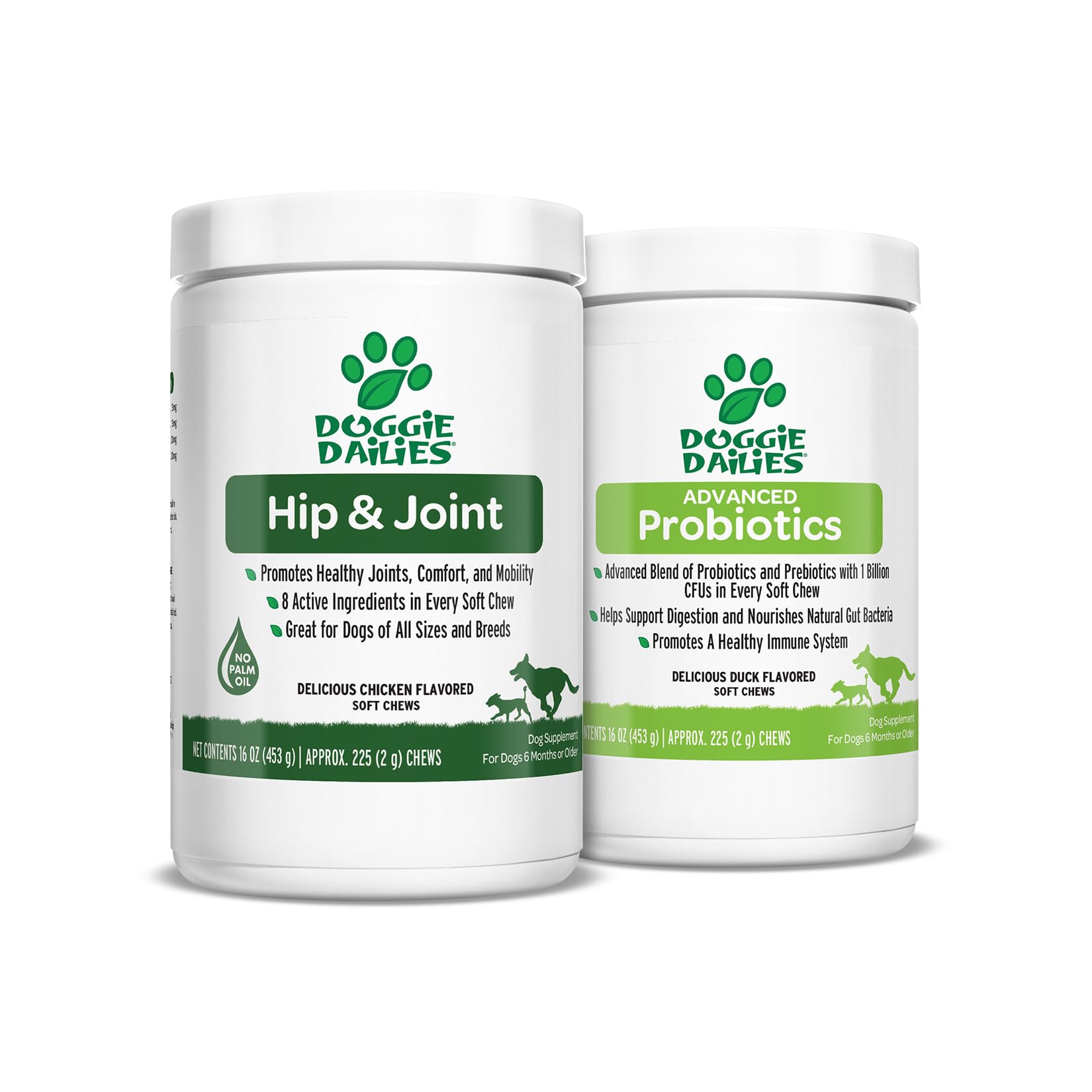 Doggie Dailies Glucosamine for Dogs & Probiotics for Dogs Bundle