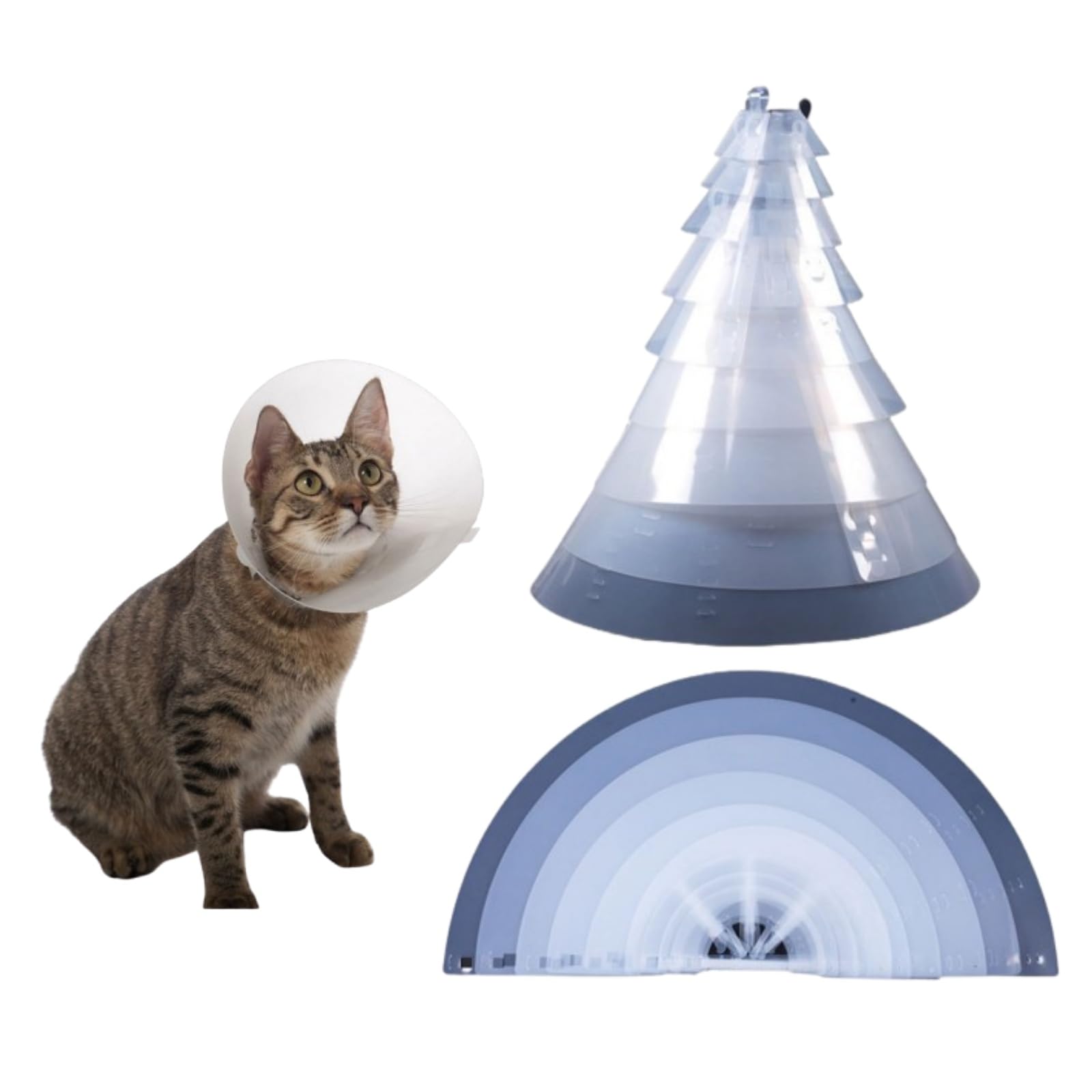 Clear Pet Recovery Collar Dog Cone Collar Cat After Surgery Protection Collar for Grooming Bathing Wound Healing Anti-Lick Adjustable Elizabethan Collar