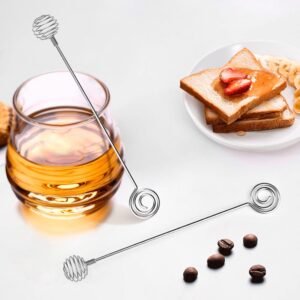 2 Pieces Honeycomb Stick Honey Dipper Stick Honey Spoon Long Handled Honey Mixing Stirrer Stainless Steel Honey Dipper Stick Honey Stirring Stick Coffee Stir Stick(Silver, 7.87 Inch)