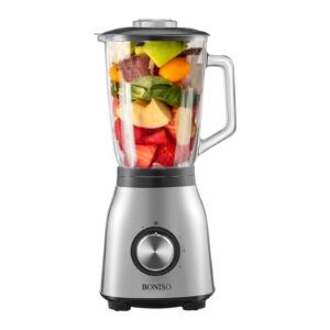 BONISO Countertop Blender High Speed Countertop Kitchen Food Mixer for Blend, Chop, Grind with1.5L/50oz Glass Jar, for Puree, Ice Frozen Fruit Crushing, Nuts Butter, Shakes and Smoothies