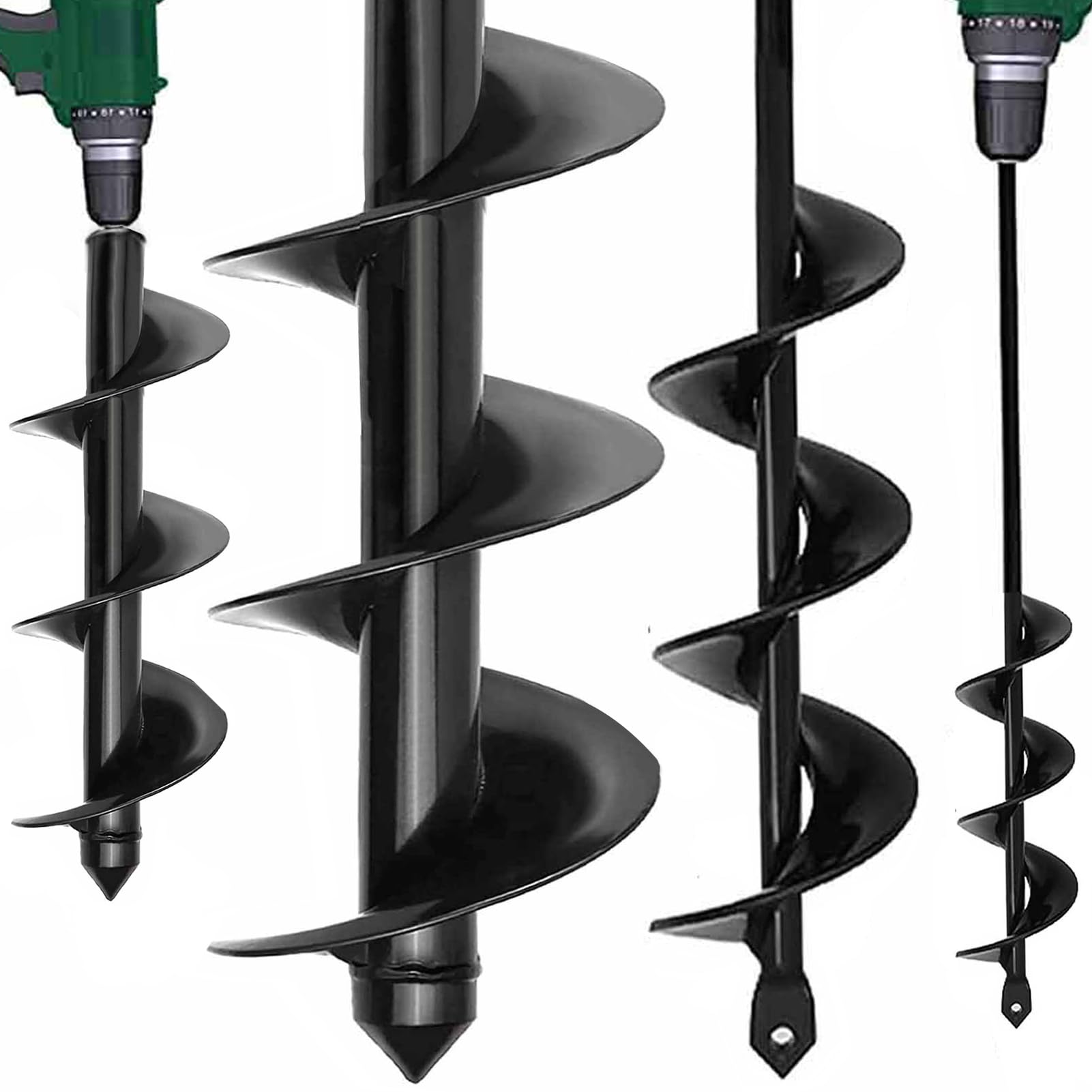 TCBWFY Garden Auger Drill Bit for Planting 3.5"x16"and 1.6"x16.5"Auger Drill Bit Plant Flower Bulb Auger Spiral Hole Drill Earth Post Umbrella Bulb Planter Auger for 3/8" Hex Drive Drill