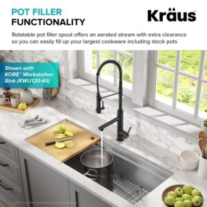 KRAUS Artec Pro Commercial Style Pre-Rinse Single Handle Kitchen Faucet with Pot Filler in Matte Black, KPF-1603MB