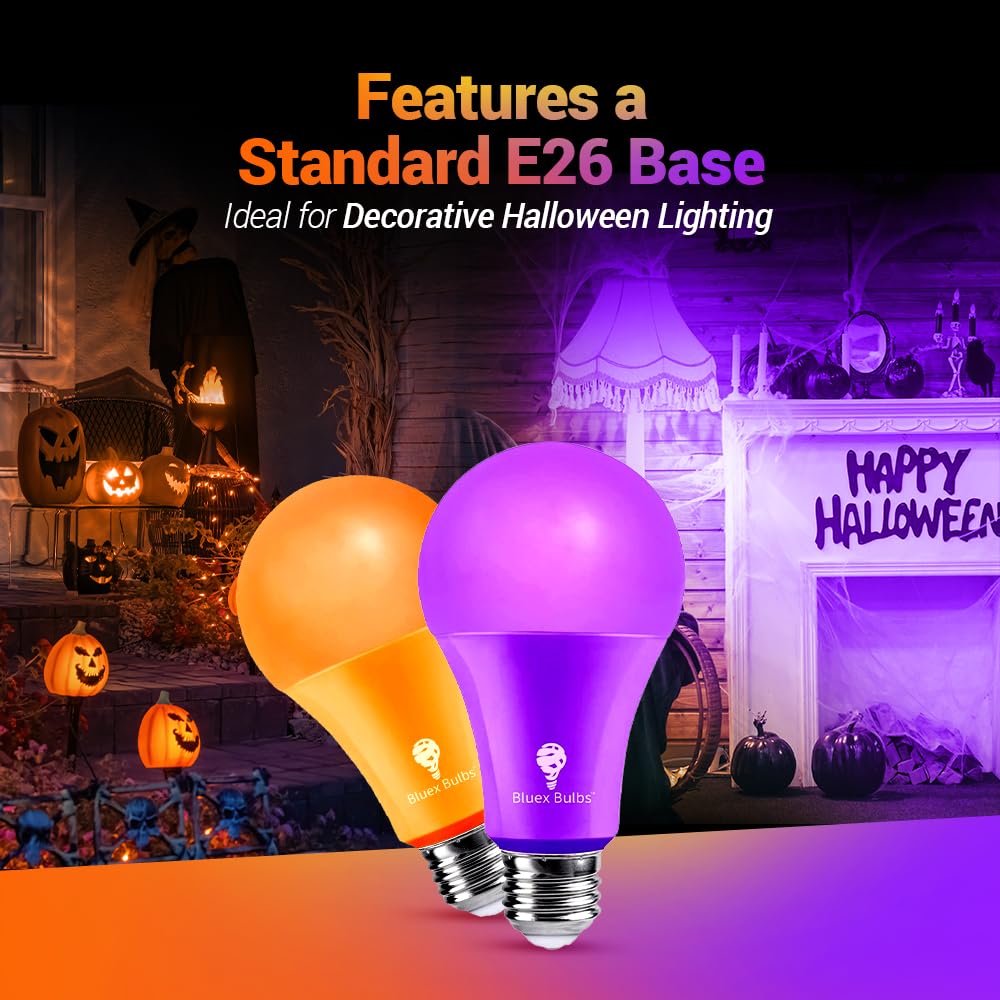 2 Pack BlueX LED A21 Purple Light Bulbs - 15W (120Watt Equivalent) - E26 Base Purple LED Purple Bulb, Party Decoration, Porch, Home Lighting, Holiday Lighting, Decorative Illumination Purple LED Bulb