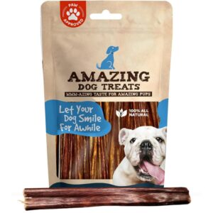 amazing dog treats gullet sticks for dogs- (6 inch - 20 count) - jerky chews for dogs - esophagus beef gullet