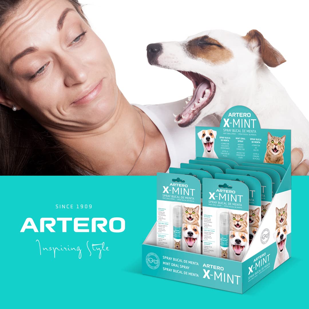 Artero X-Mint. Instantly removes bad breath from your dog or cat. Maintains oral hygiene. Pleasant taste. Protects enamel. Easy to apply with diffuser spray.