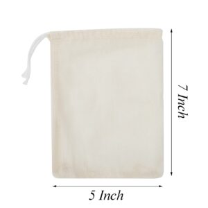 LOOKSGO 50 Pcs 5x7 Inch Muslin Bag Sachet Bag for Party Wedding Home Supplies Cotton Drawstring Bags for Jewelry