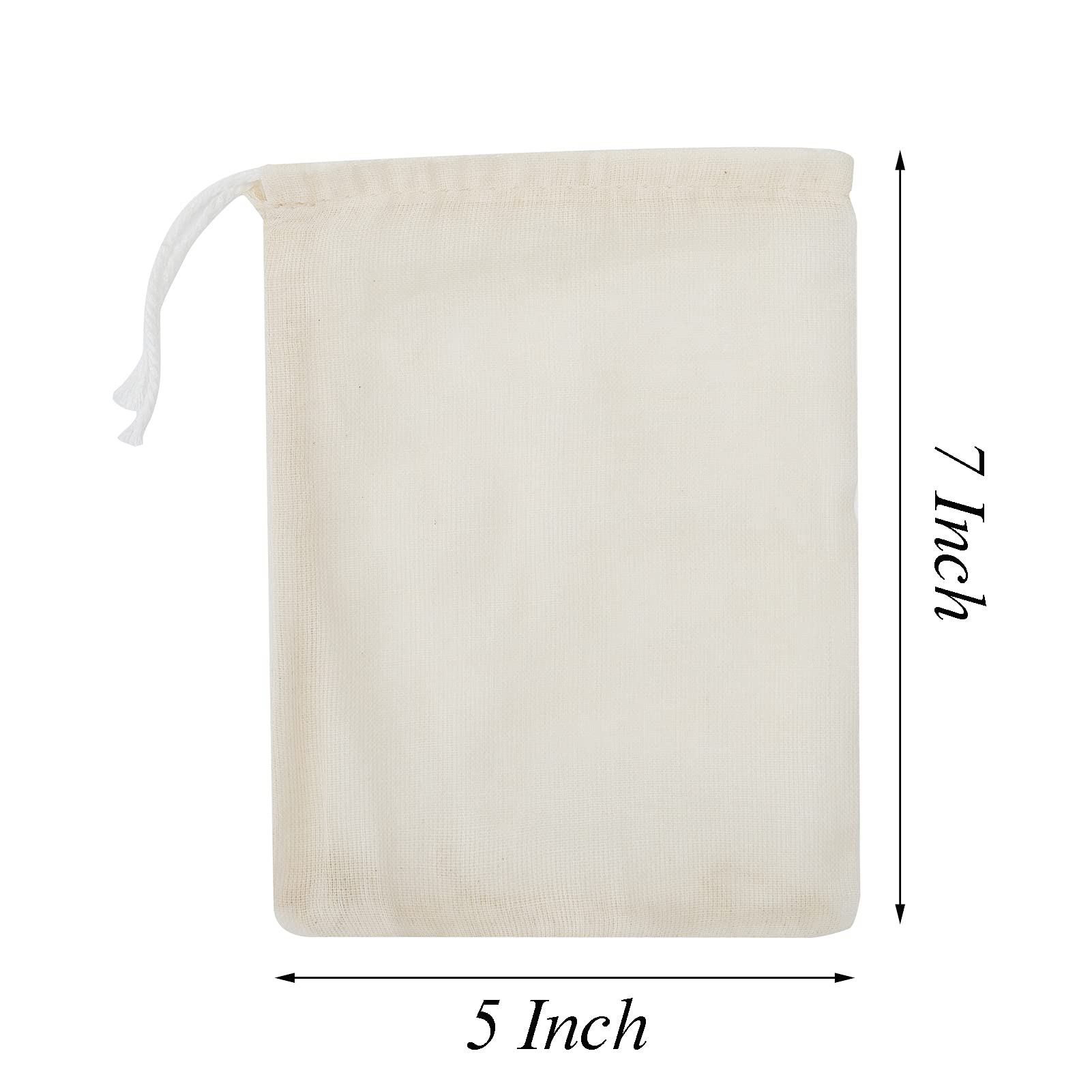 LOOKSGO 50 Pcs 5x7 Inch Muslin Bag Sachet Bag for Party Wedding Home Supplies Cotton Drawstring Bags for Jewelry