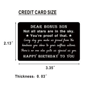 TGCNQ Stepson Birthday card Happy Birthday Bonus Son - Engraved Wallet Card for Stepson's Birthday, Happy Birthday to Bonus Son