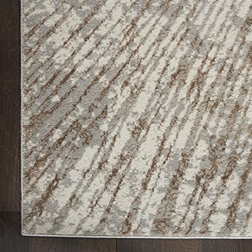 Inspire Me! Home Décor Metallic Modern Grey Mocha 2'2" x 7'6" Area -Rug, Easy -Cleaning, Non Shedding, Bed Room, Living Room, Dining Room, Kitchen (2x8)