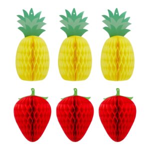 Honeycomb Fruit Party Decorations for Twotti Fruity 2nd Birthday, Tropical Summer Luau (12 Pieces)