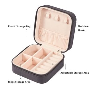 LETURE PU Leather Small Jewelry Box, Travel Portable Jewelry Case for Ring, Pendant, Earring, Necklace, Bracelet Organizer Storage Holder Boxes (White)