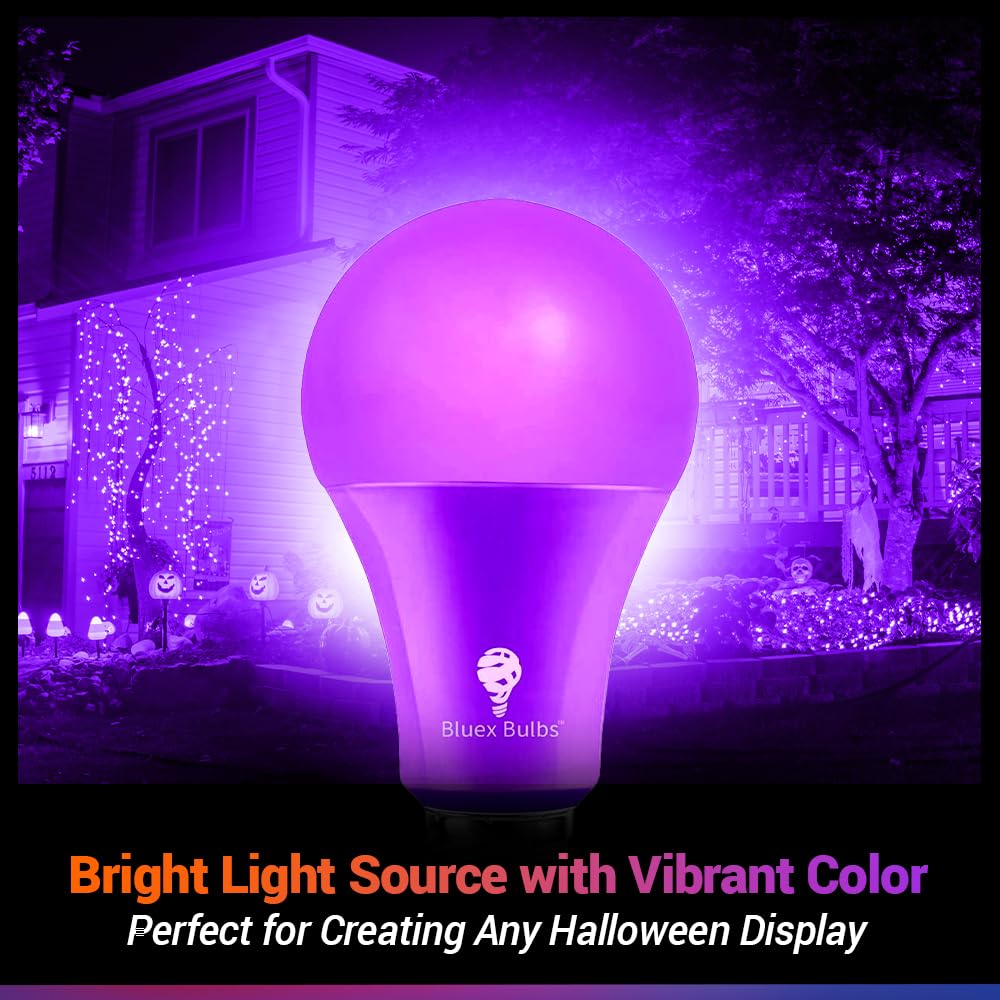 2 Pack BlueX LED A21 Purple Light Bulbs - 15W (120Watt Equivalent) - E26 Base Purple LED Purple Bulb, Party Decoration, Porch, Home Lighting, Holiday Lighting, Decorative Illumination Purple LED Bulb