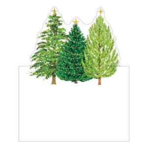 Caspari Christmas Trees with Lights Die-Cut Place Cards - 24 Count