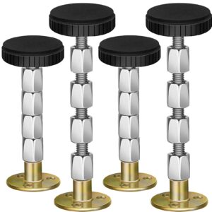 bedexut adjustable threaded headboard stoppers fixer, bedside antishake telescopic support stabilizer, 4 pack metal bed frame anti-shake tool for room wall, beds, cabinets, sofas. (gold 27-138mm)