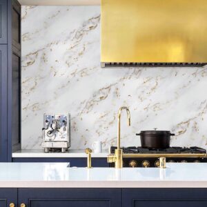 Nukofal Marble Wallpaper Peel and Stick Marble Contact Paper for Countertops 11.8’’x78.7’’White Marble Peel and Stick Backsplash Wallpaper Granite Self Adhesive Contact Paper for Cabinets Removable