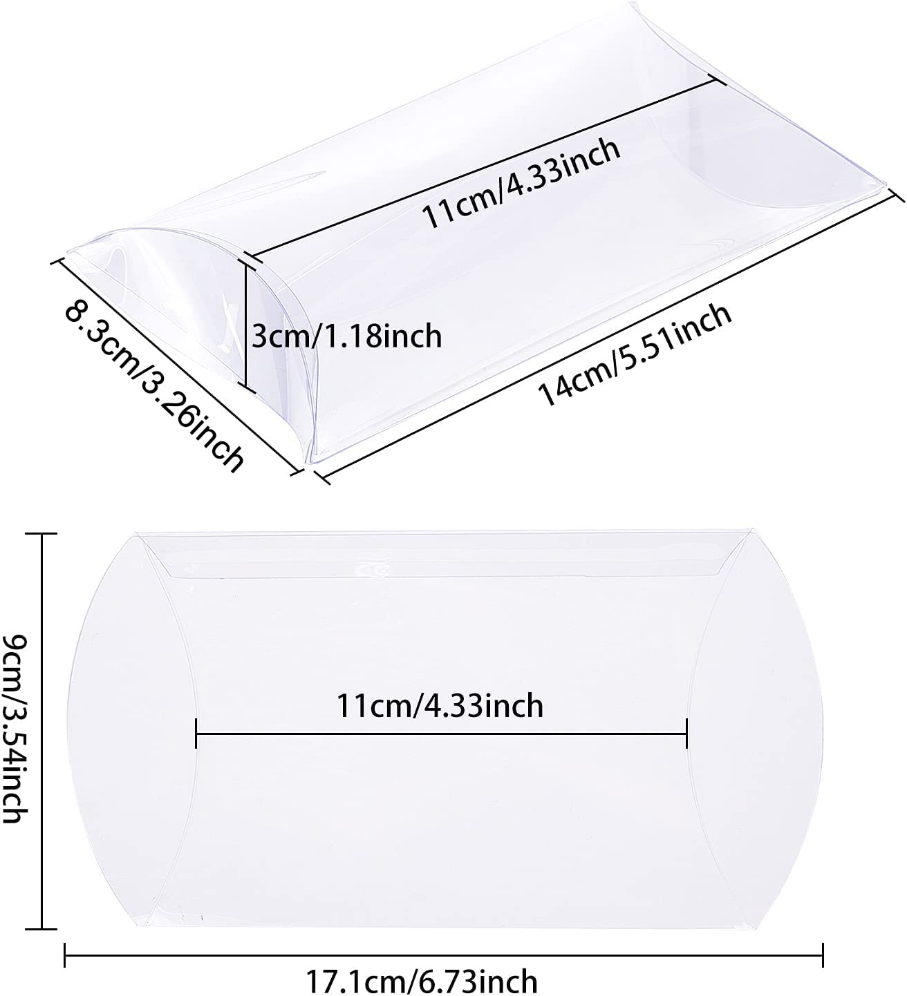 BENECREAT 30 Pack 5.5x3.3x1.2" Clear Plastic Pillow Favor Box PVC Candy Treat Gift Box for Wedding Birthday Party Gift Packing Box