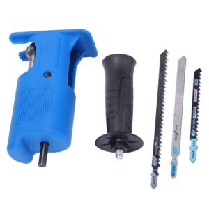 Reciprocating Saw, Portable Handheld Reciprocating Saw Adapter Electric Drill Modified Tool Woodworking Accessory with 3 Saw Blades for Wood and Metal Cutting