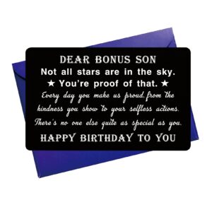 tgcnq stepson birthday card happy birthday bonus son - engraved wallet card for stepson's birthday, happy birthday to bonus son