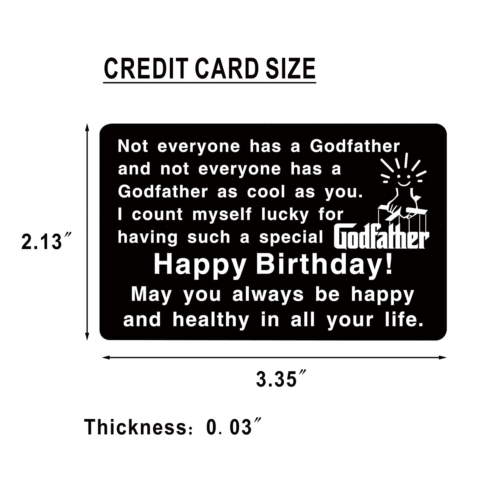 TGCNQ Godfather Birthday Card Godfather Birthday Gifts - Happy Birthday Godfather, Engraved Wallet Card