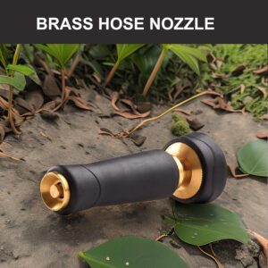 Brass Hose Nozzle, Heavy-Duty Adjustable Garden Twist Hose Nozzle Shut Off Valve, Suitable for Cleaning Car, Watering Flowers, Lawns, Cleaning Ground (2 Pack)