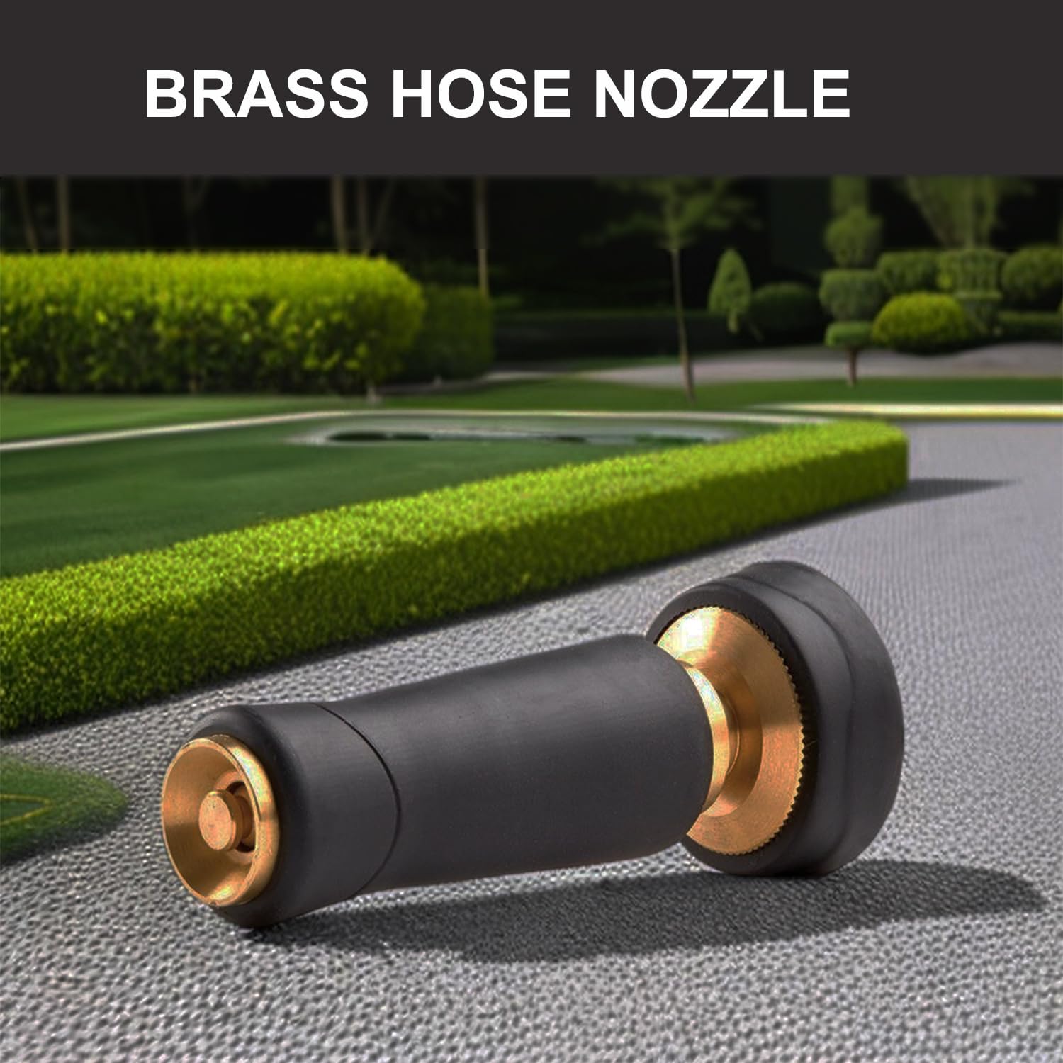 Brass Hose Nozzle, Heavy-Duty Adjustable Garden Twist Hose Nozzle Shut Off Valve, Suitable for Cleaning Car, Watering Flowers, Lawns, Cleaning Ground (2 Pack)