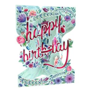 santoro swing 3d pop-up greeting card, happy birthday floral