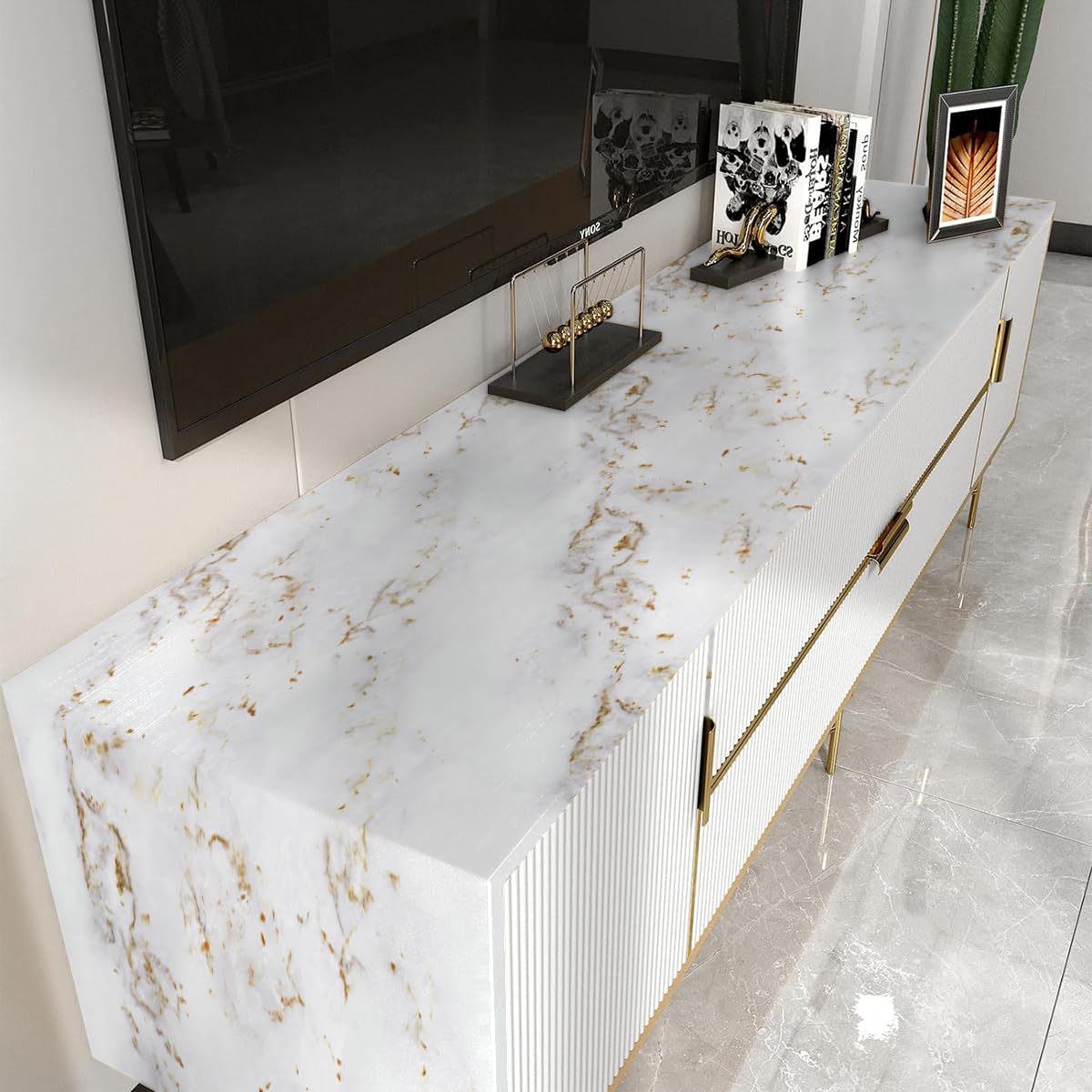 Nukofal Marble Wallpaper Peel and Stick Marble Contact Paper for Countertops 11.8’’x78.7’’White Marble Peel and Stick Backsplash Wallpaper Granite Self Adhesive Contact Paper for Cabinets Removable