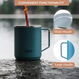 The Clean Hydration Company Insulated Coffee tumbler | Travel coffee mug | Ceramic Lined Tumbler | Iced Coffee Tumbler Cup with Lid | Double Wall Vacuum (Aqua, Mug 12oz)