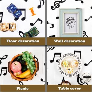 108 x 54 Inch Musical Notes Tablecover Musical Notes Plastic Tablecloth Disposable Table Cover Musical Notes Theme Birthday Party Decoration for Music Party Decoration Supplies (2 Pieces)