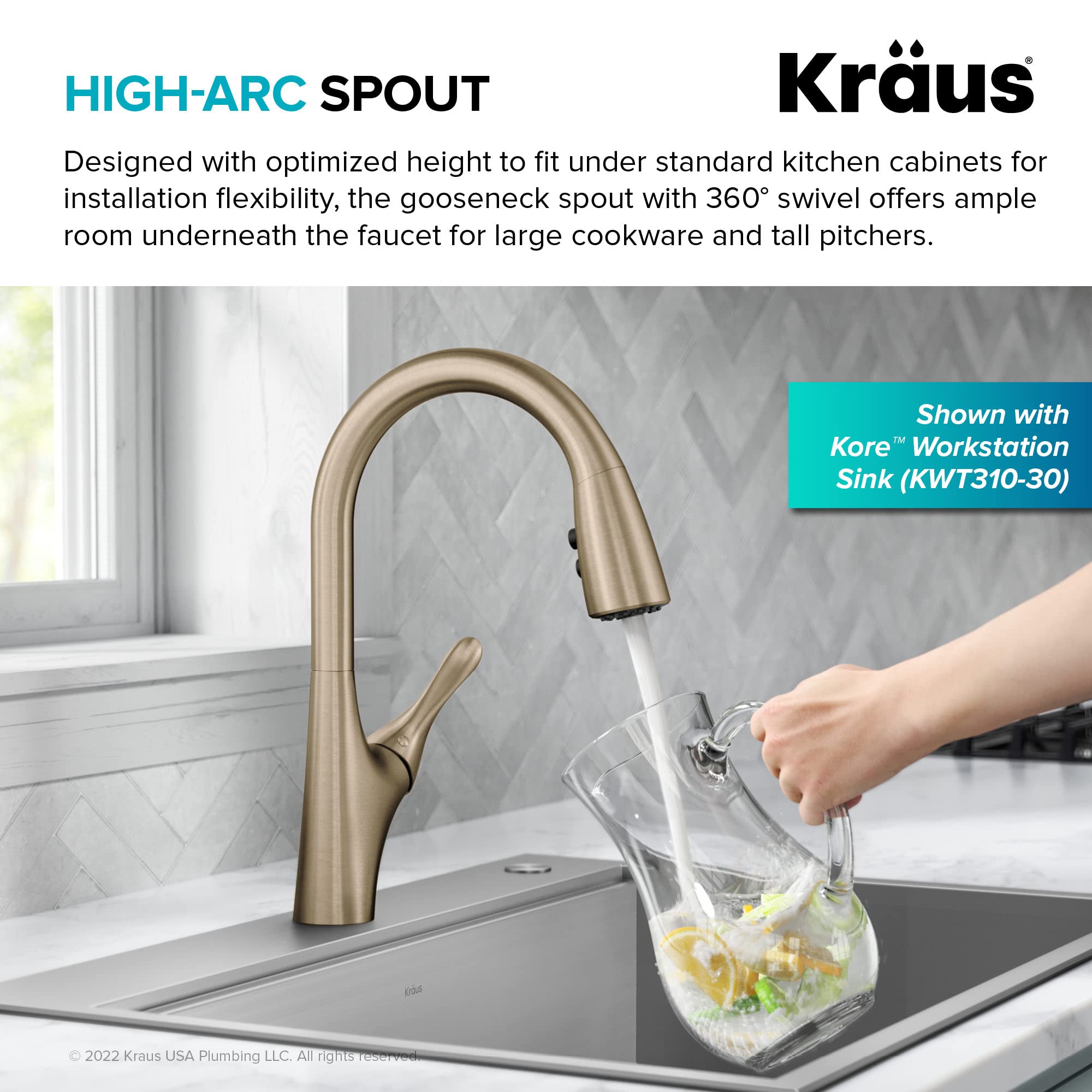 KRAUS Merlin Transitional Pull-Down Single Handle Kitchen Faucet in Matte Black, KPF-1674MB