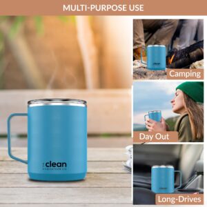 The Clean Hydration Company Insulated Coffee tumbler | Travel coffee mug | Ceramic Lined Tumbler | Iced Coffee Tumbler Cup with Lid | Double Wall Vacuum (Aqua, Mug 12oz)