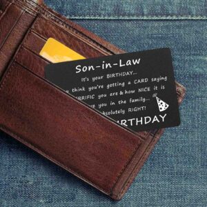 TGCNQ Son-in-law Birthday Gifts Son in law Birthday Card - Engraved Wallet Card, Happy Birthday to Son in law