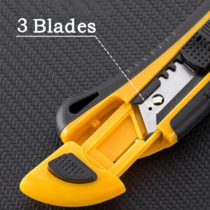 FeiLyKi 4-Pack 18mm box cutter retractable Construction knife Utility Knife Exacto knife,Rubber handle,10 SK5 Snap Off Blades-2051