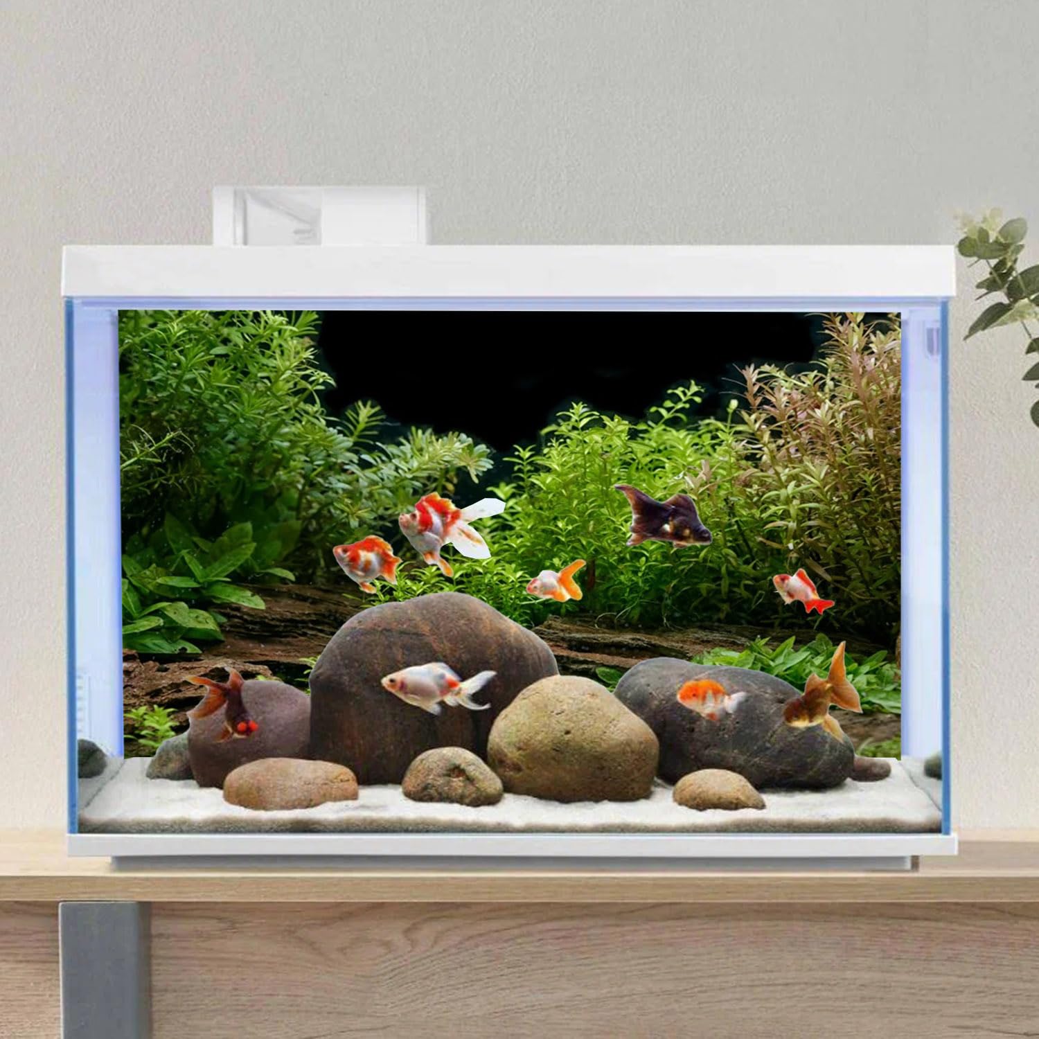 AWERT Aquarium Background River Bed & Lake Aquatic Plant Fish Tank Background Vinyl 48x20 inches