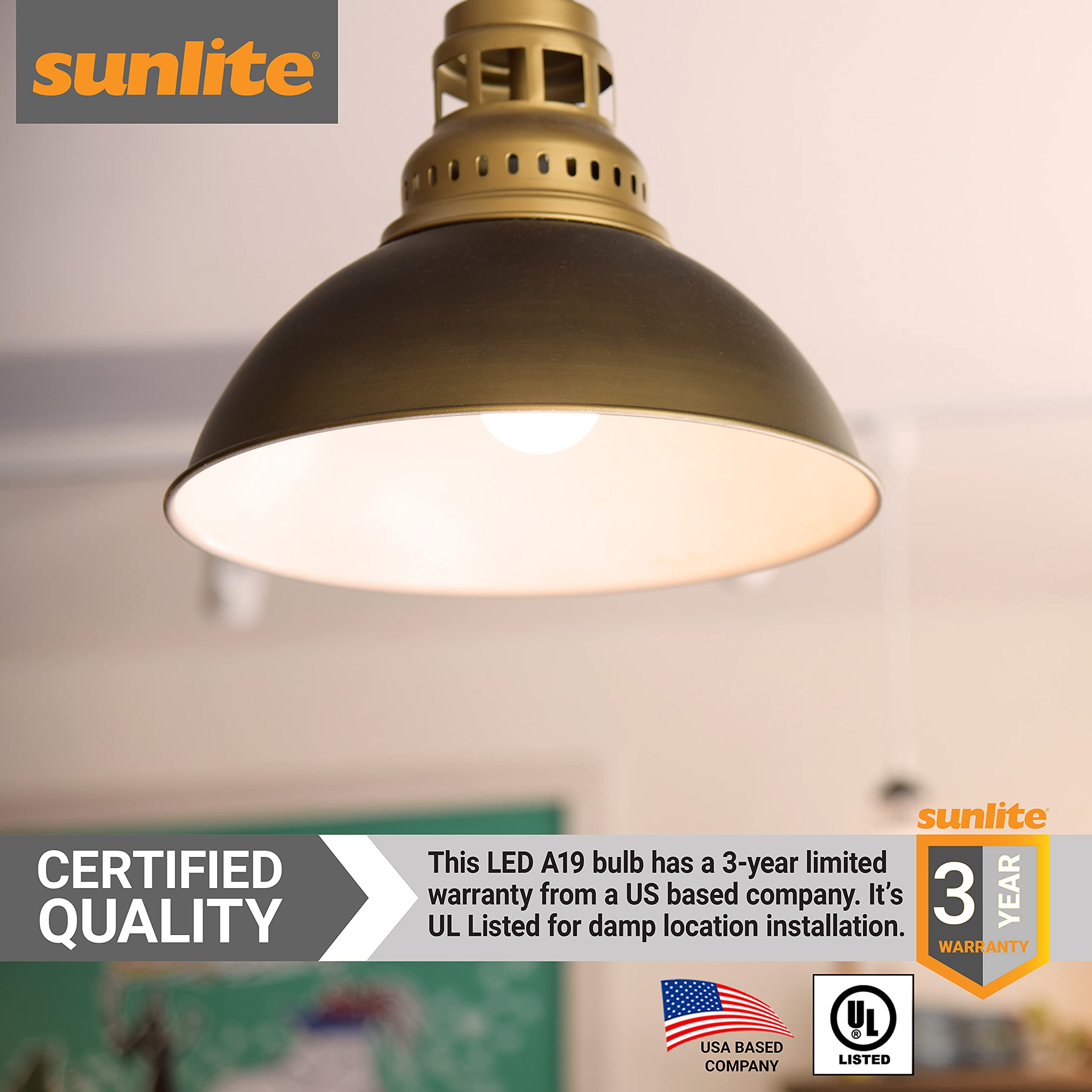 Sunlite A19 GU24 Dimmable Light Bulb, 10 Watts (60W Equivalent) 800 Lumens, 2 Prong LED Twist and Lock Base, 90 CRI, UL Listed, Energy Star, Title 20 Compliant, 2700K Soft White, 6 Pack