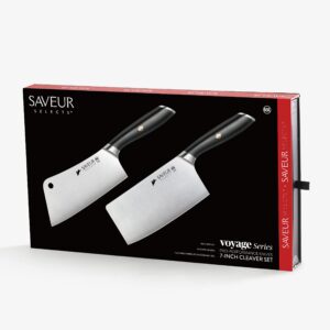 SAVEUR SELECTS 1026290 German Steel Forged 2-Piece Cleaver Set