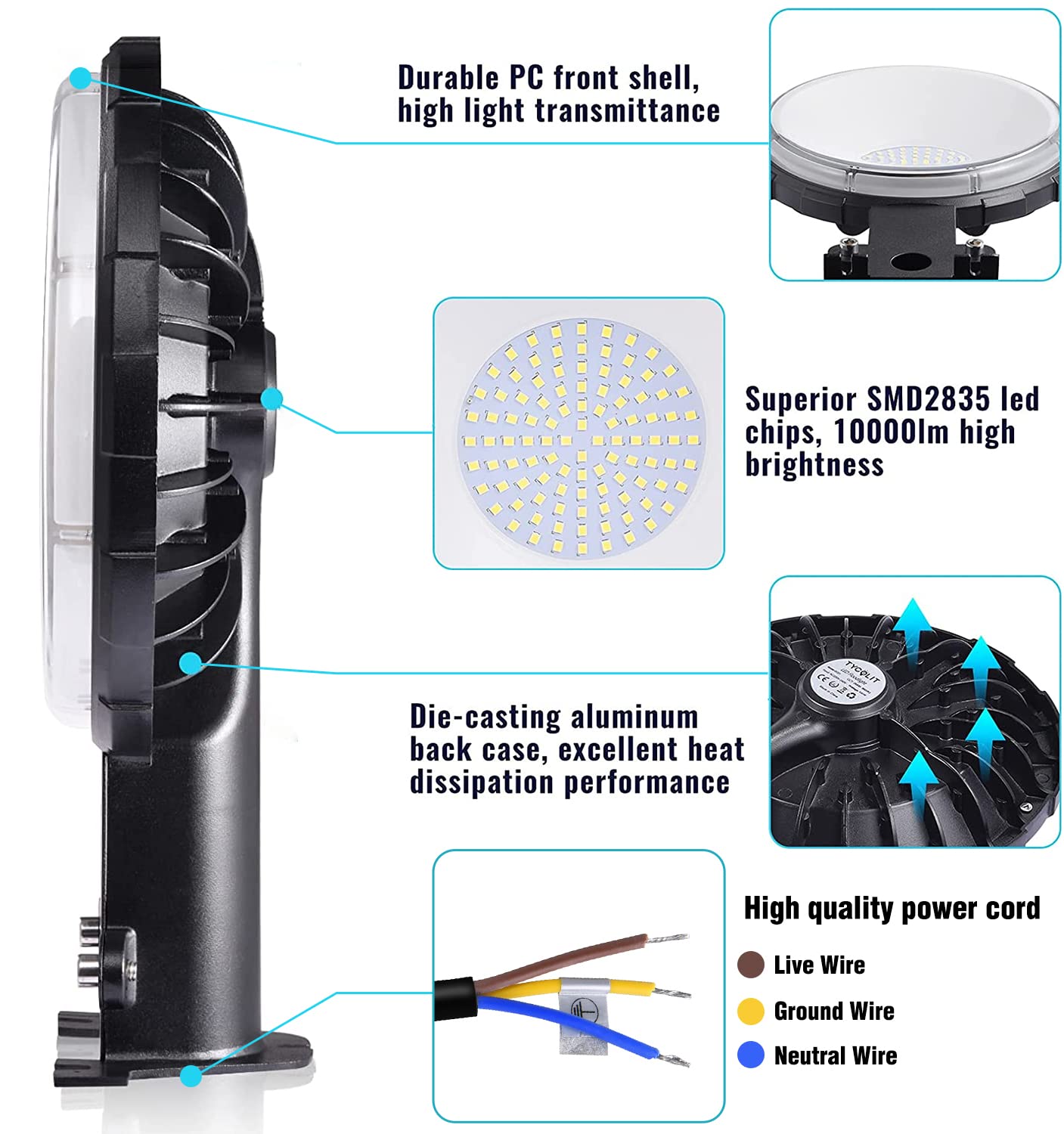 Ankishi LED Barn Light, Dusk to Dawn Outdoor Lighting with 100W 12000LM 5000K Daylight, IP65 Waterproof Area Street Light for Barns Street Yard Garage Warehouse Outdoor Security Flood Lights(2Pack)