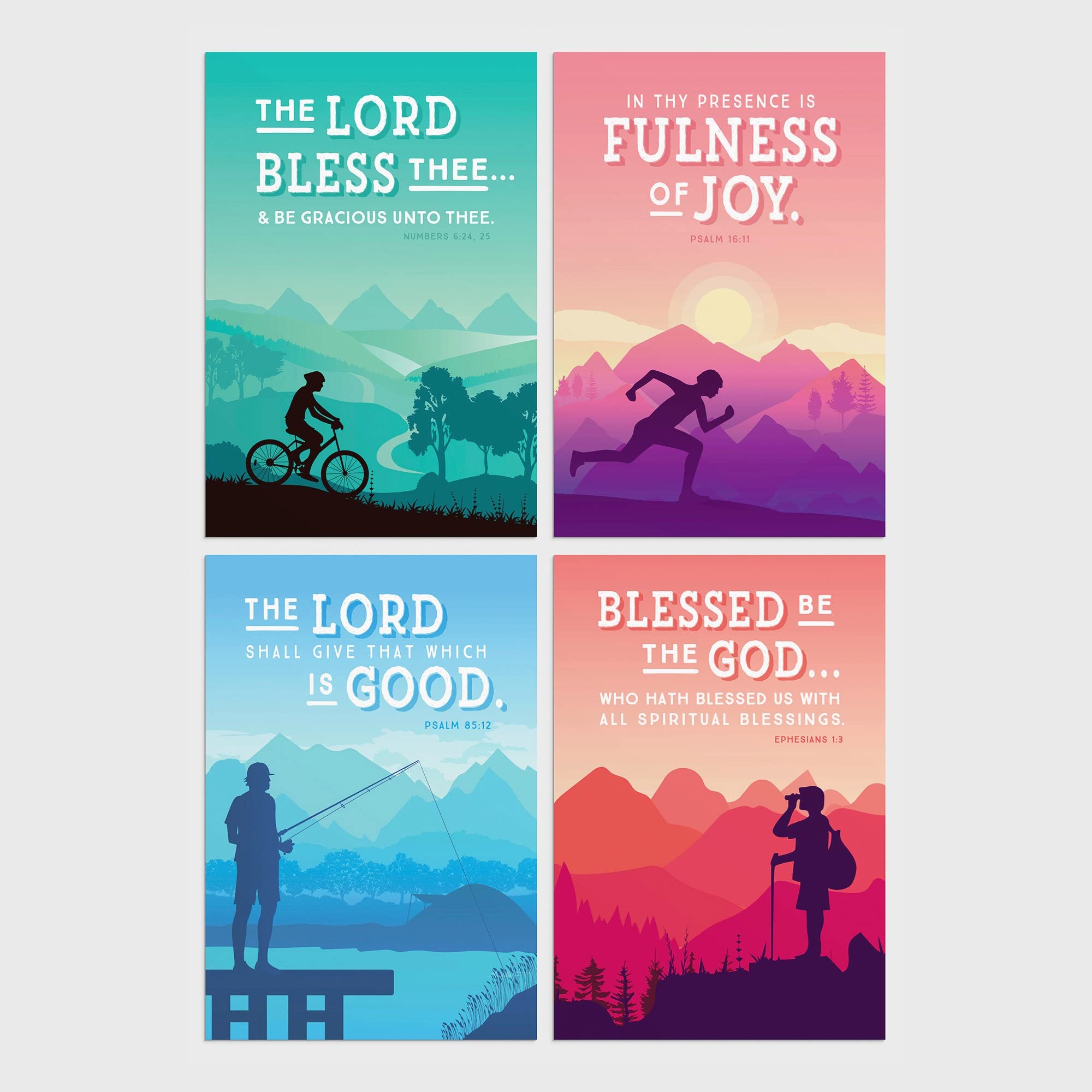 Birthday King James Version - 4 Masculine Outdoor Design Assortment with Scripture - 12 Birthday Boxed Cards & Envelopes