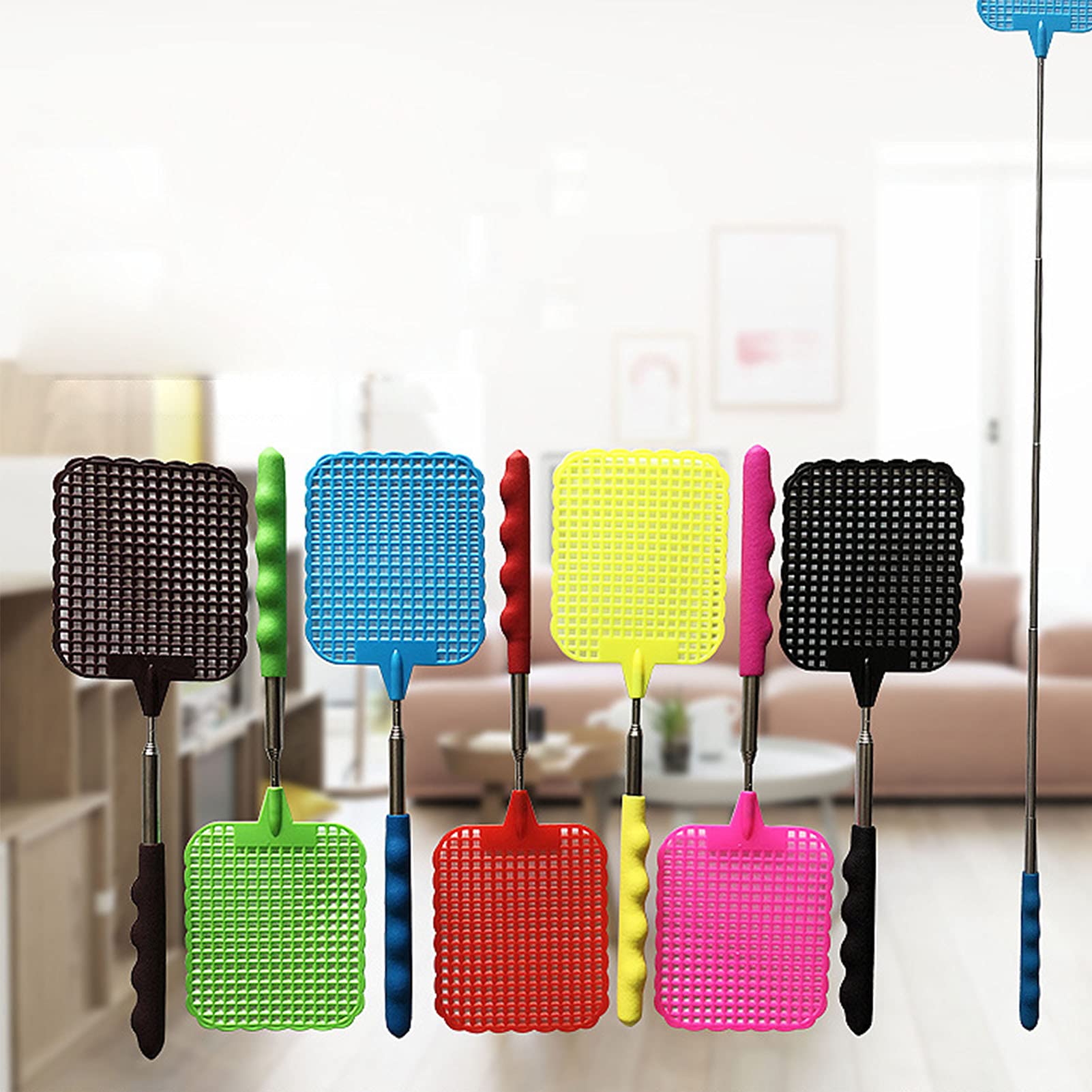 Mini Fly Swatter with Retractable Stainless Steel Rod for Home Dormitory Camping