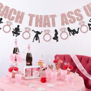 Bach That Ass Up Banner Sign for Bachelorette Party Bridal Shower Decorations (Rose Gold)