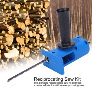 Reciprocating Saw, Portable Handheld Reciprocating Saw Adapter Electric Drill Modified Tool Woodworking Accessory with 3 Saw Blades for Wood and Metal Cutting