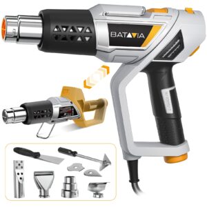 batavia heat gun, 2 in 1 fast heating hot air gun 1500w 122℉~1112℉(50°c~600°c) overheat protection for crafts, shrink tubing, epoxy resin, vinyl wrap, soldering, candle making pld2382s