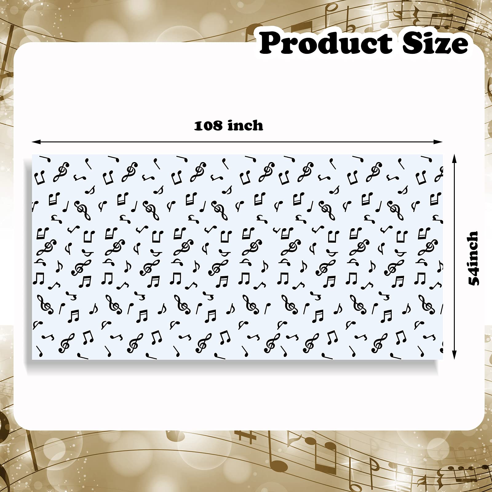 108 x 54 Inch Musical Notes Tablecover Musical Notes Plastic Tablecloth Disposable Table Cover Musical Notes Theme Birthday Party Decoration for Music Party Decoration Supplies (2 Pieces)