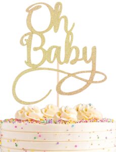 ahaoray oh baby cake topper - premium gold baby birthday party cake decoration supplies, for baby shower/gender reveal party/baby party photo booth props