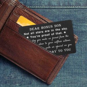 TGCNQ Stepson Birthday card Happy Birthday Bonus Son - Engraved Wallet Card for Stepson's Birthday, Happy Birthday to Bonus Son