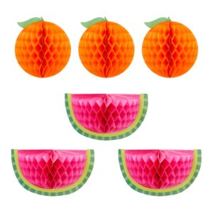 Honeycomb Fruit Party Decorations for Twotti Fruity 2nd Birthday, Tropical Summer Luau (12 Pieces)