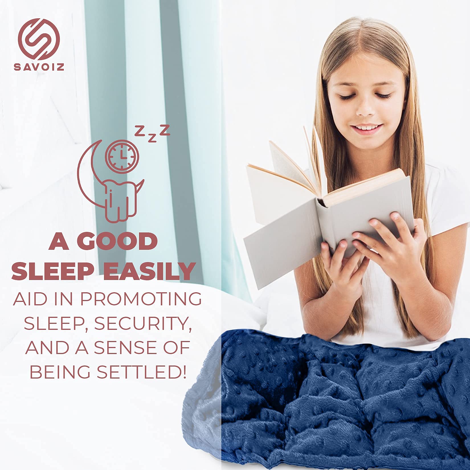 SAVOIZ -Weighted Lap Pad for Kids 5 pounds - Great Sensory Weighted Lap Blanket for Kids in School & On-The-Go - Calming Sensory Pad -Includes Fidget Toy