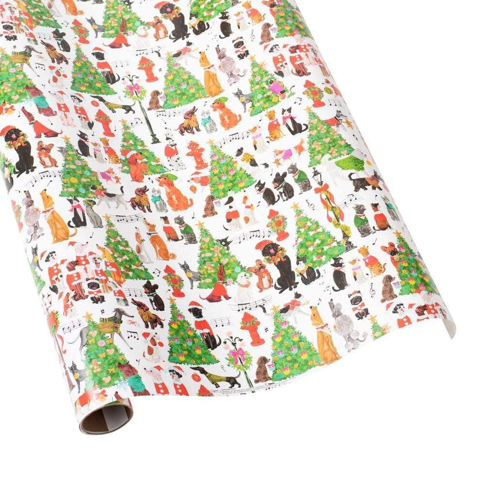 Caspari Caroling Pets Wrapping Paper - 30 in. x 8 ft. Roll